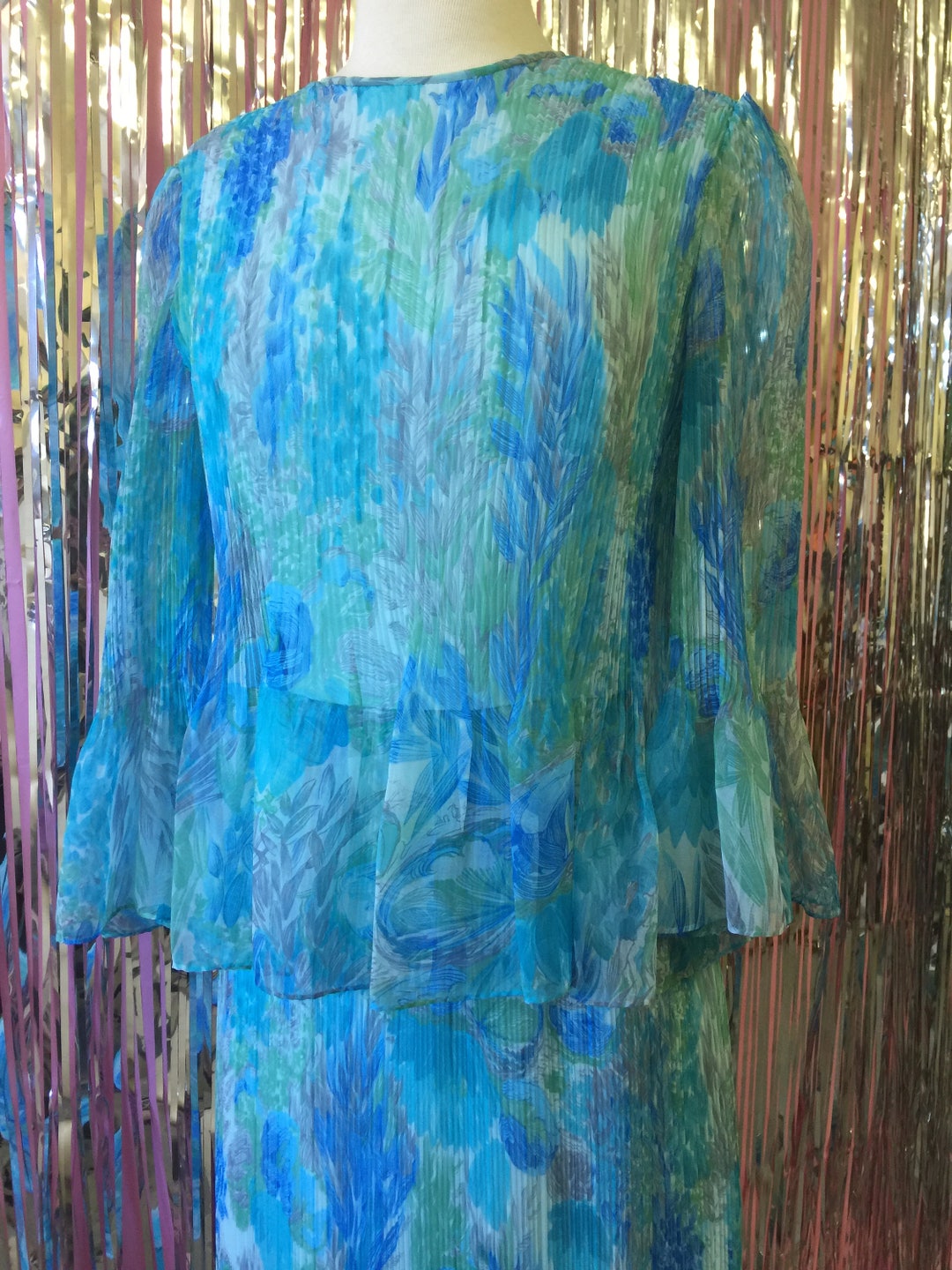 Long Blue 1970s Dress - Etsy