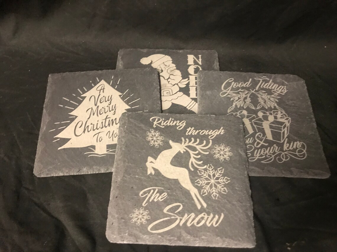 Christmas Slate Coaster Set (set of 4 Designs) - Etsy