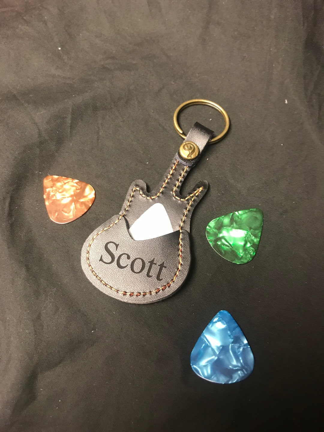 Custom Engraved Guitar Shapes Plectrum Holder Key Ring - Etsy