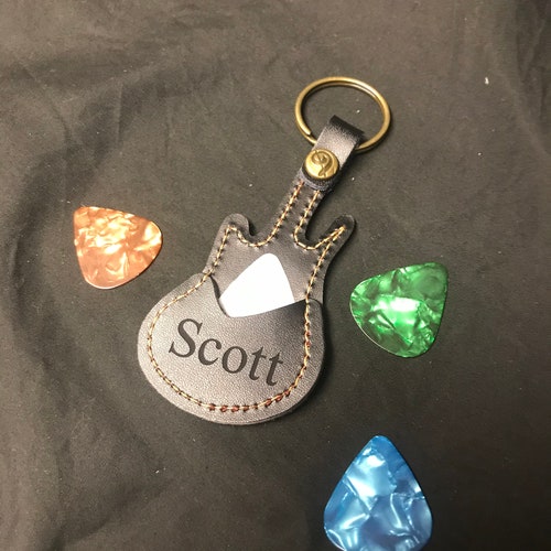 Custom Engraved Guitar Shapes Plectrum Holder Key Ring - Etsy