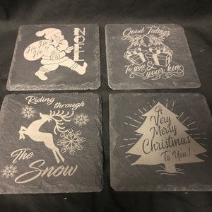 Christmas Slate Coaster Set (set of 4 Designs) - Etsy