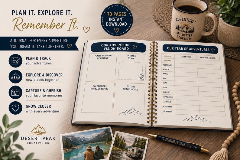 Couples Adventure Bucket List Journal | Travel Planner, Road Trip ...
