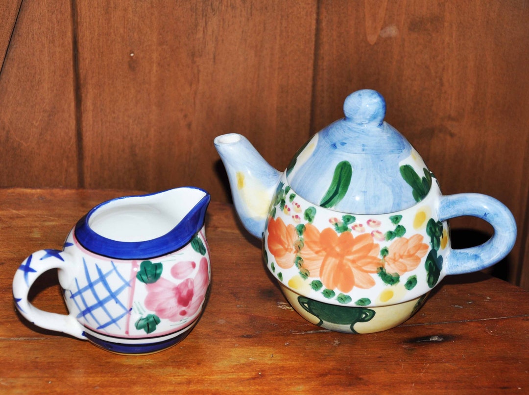 Vintage Collectible Hand Painted Tea Pot & Coffee Creamer - Etsy