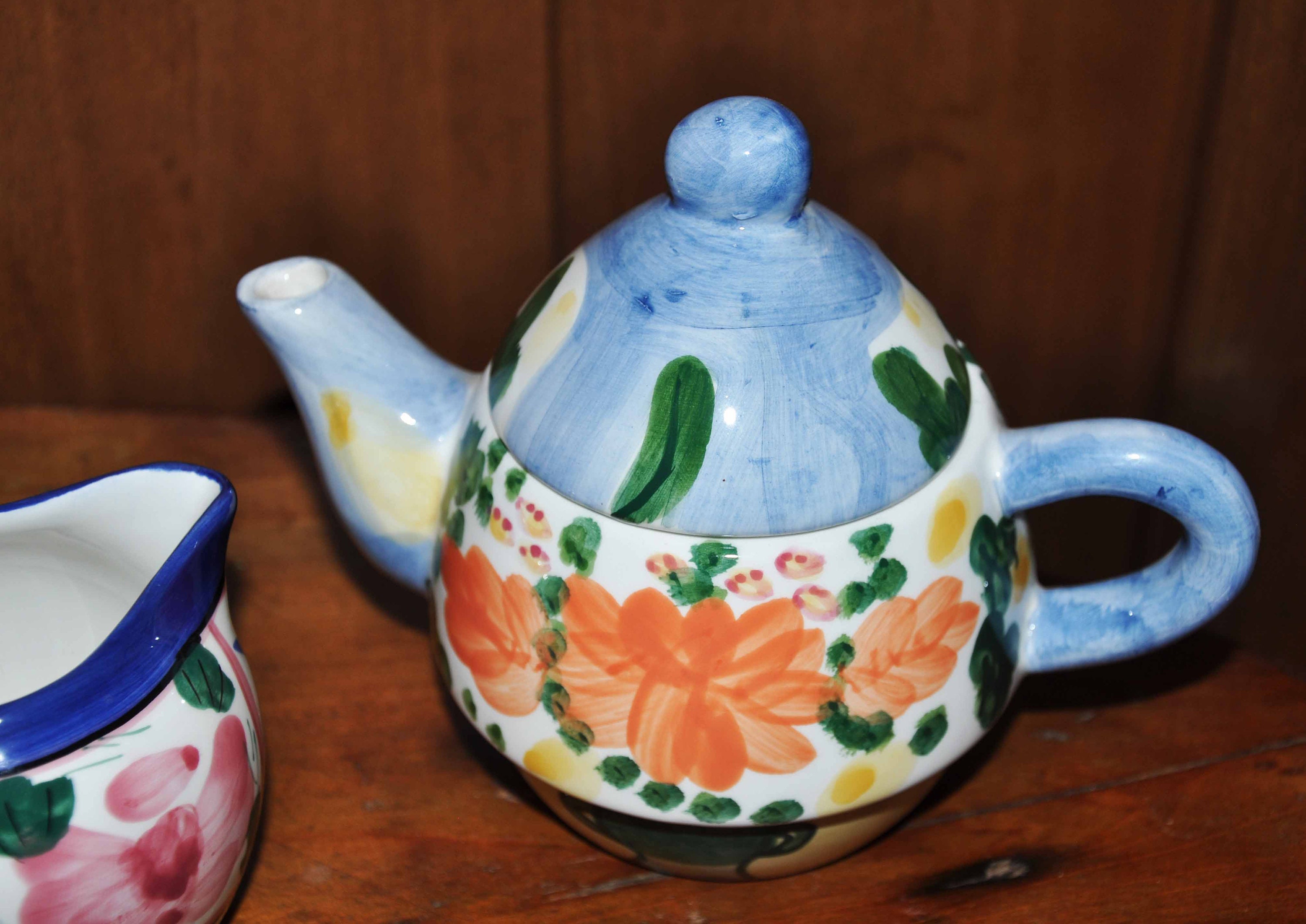 Vintage Collectible Hand Painted Tea Pot & Coffee Creamer - Etsy