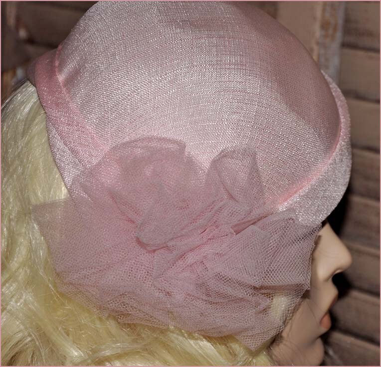Pink Tilt Hat, Pink Toque Hat, Pale Pink Linen Hat, 1950's Toque Hat ...