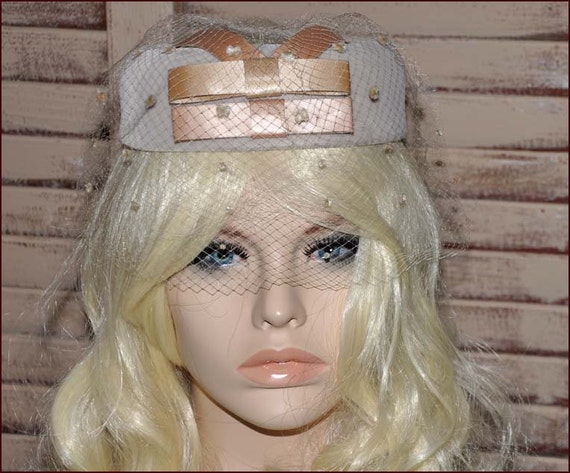 Ivory Pillbox Hat, Ivory Open Top Hat, Ivory Veil Pil… - Gem