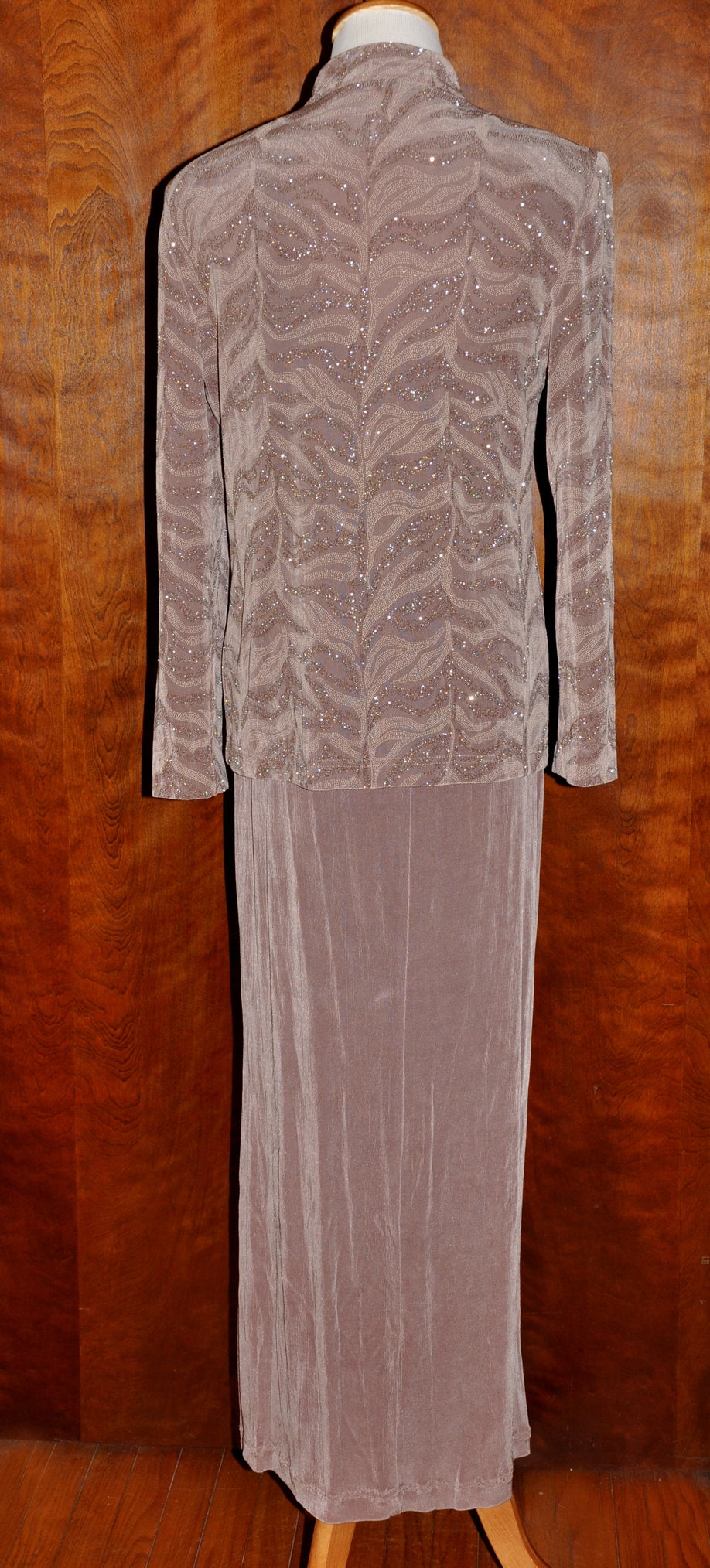 Vintage Jessica Howard Fawn Mother of the Bride Gown & Jacket, Beaded ...