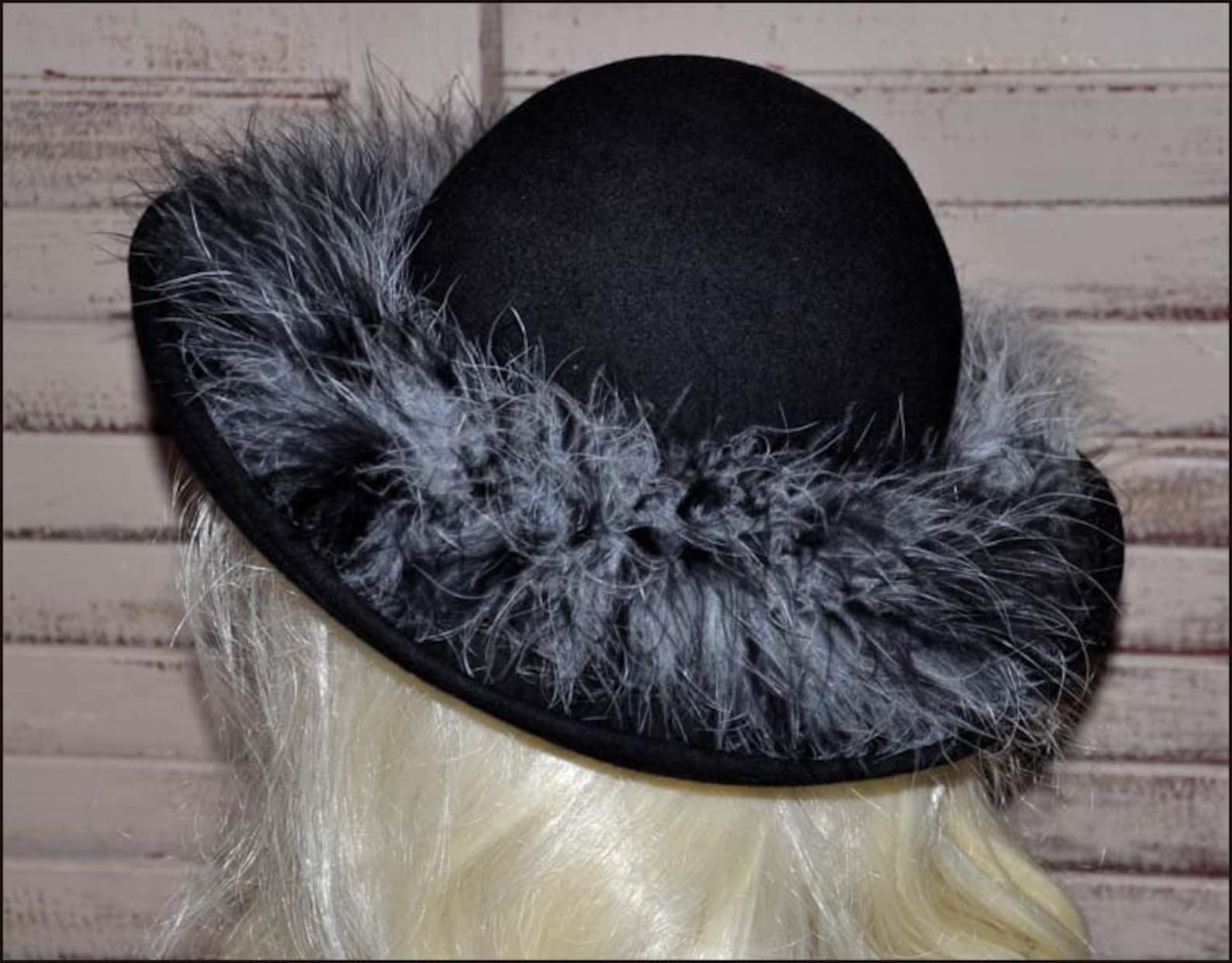 Black Wide Brim Hat, Black Wool Hat, Ladies Black Wool Hat, Ladies ...