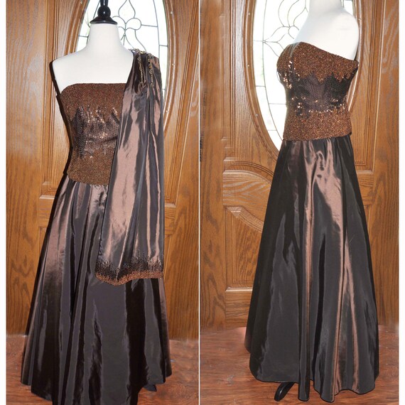 Jovani Chocolate Brown Beaded Formal Evening Gown Wit… - Gem