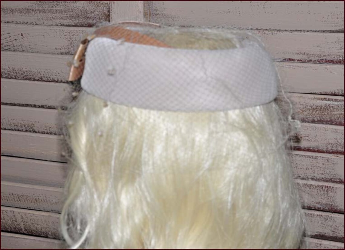 Ivory Pillbox Hat, Ivory Open Top Hat, Ivory Veil Pillbox, Velvet Satin ...