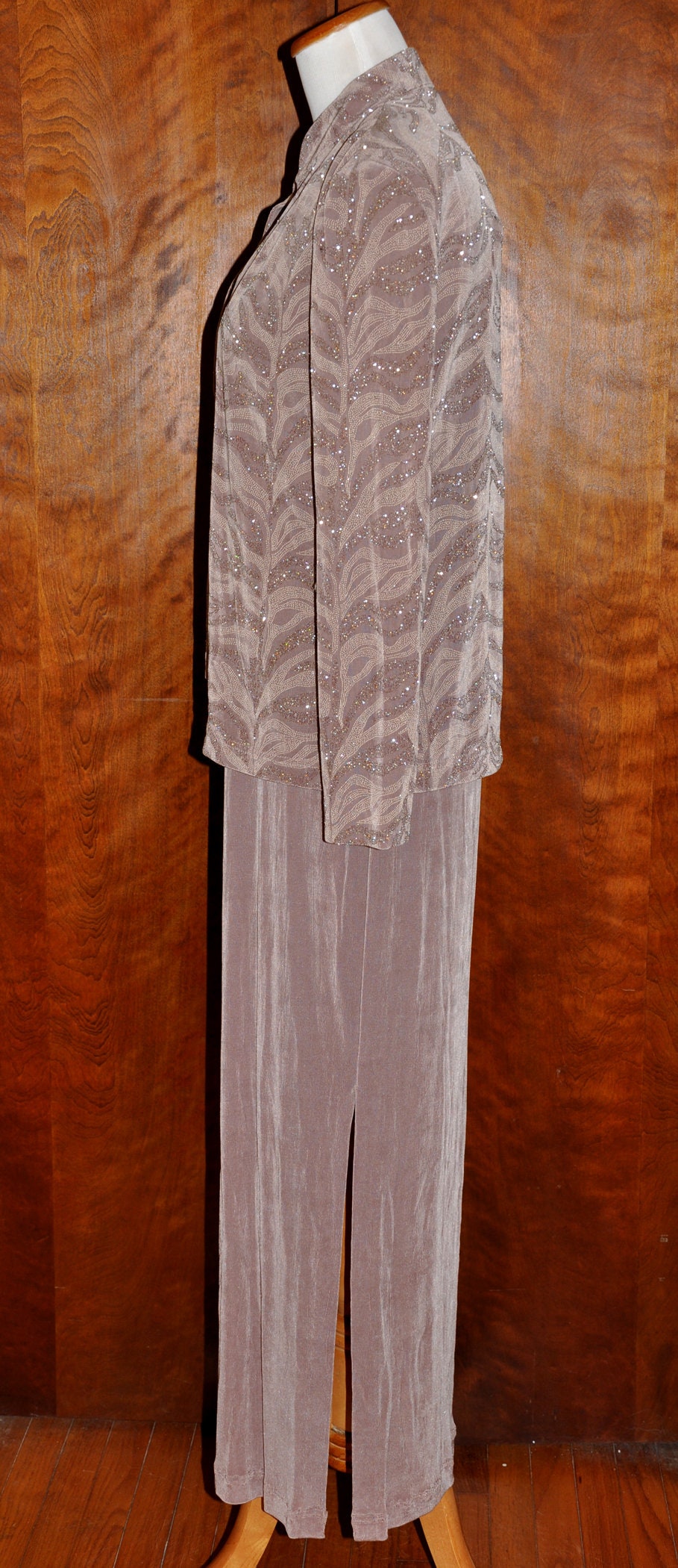 Vintage Jessica Howard Fawn Mother of the Bride Gown & Jacket, Beaded ...