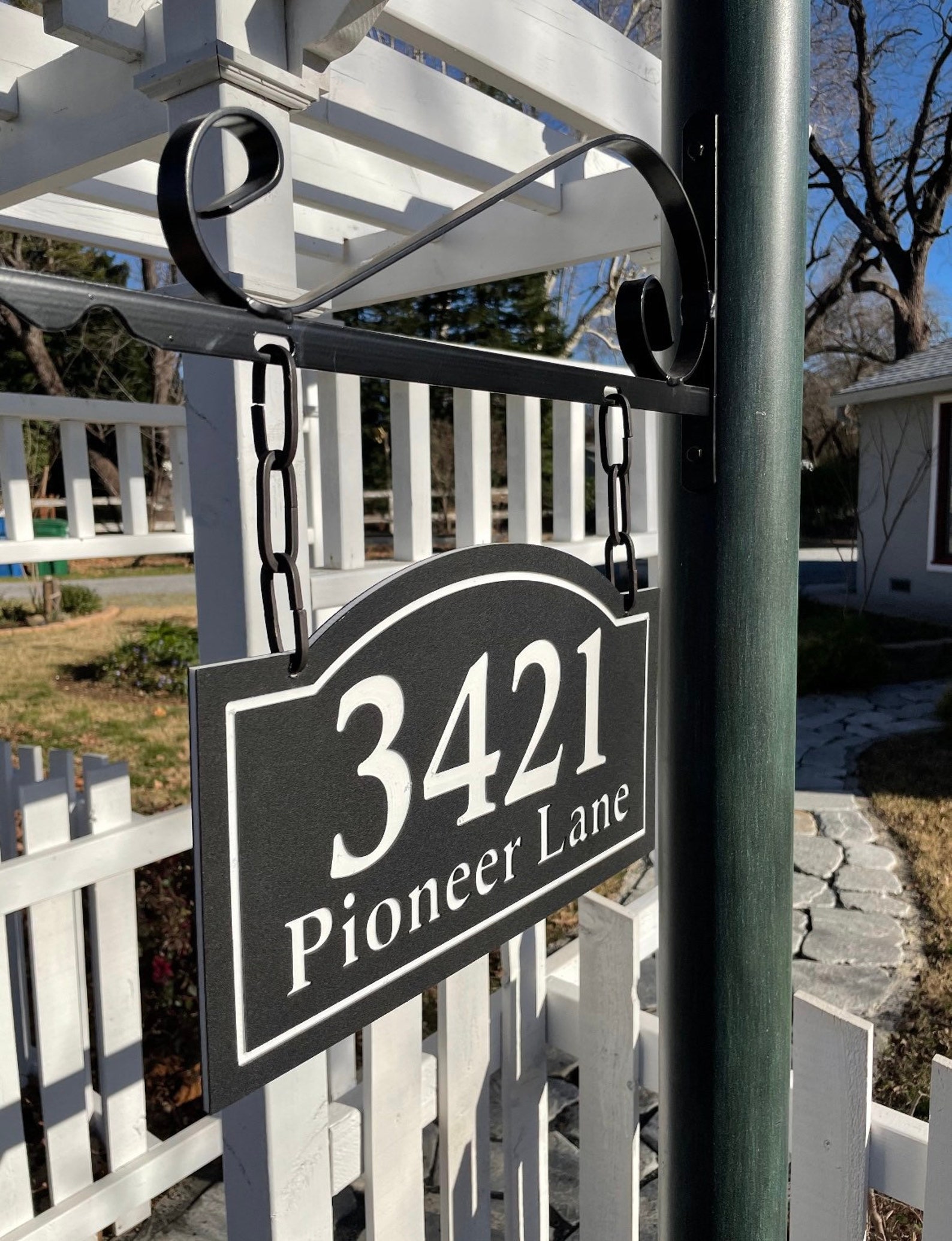 Arched House Number Sign & Street Name Address Plaque 14x8.5" 1/4" King ...