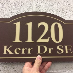 Brown/tan Arched House Number Sign & Street Name Address Plaque 14x8.5 ...