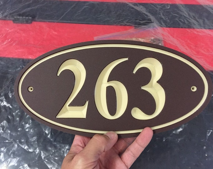 Oval House Number Sign Address Plaque 11x5.5" 1/2"king Colorcore Brown ...