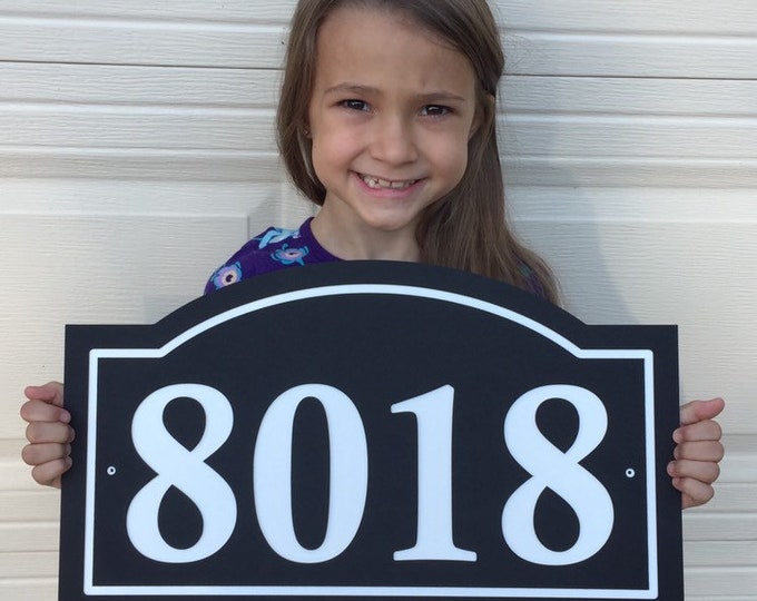 Jumbo! (larger) Arched House Number Sign Address Plaque 18x10.5" 1/4 ...
