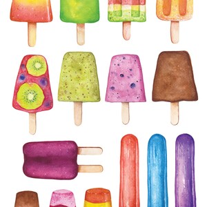 Watercolor Popsicles Clipart Set, Popsicles Graphics, Summer Cliparts ...
