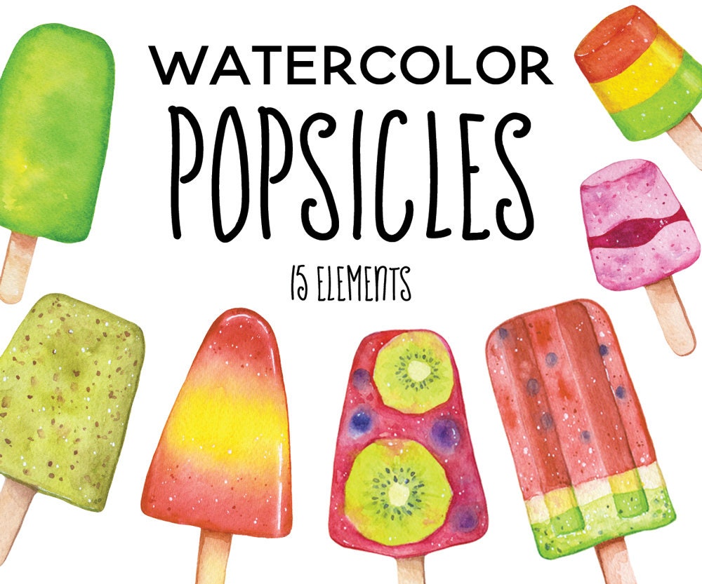 Watercolor Popsicles Clipart Set, Popsicles Graphics, Summer Cliparts ...