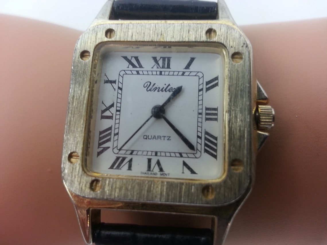 Vintage Leather Speidel Band Unitex Watch W/bezel Base Metal - Etsy