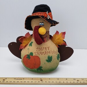 Thanksgiving Primitive Folk Art Style Turkey Fabric Shelf Sitter Hand ...