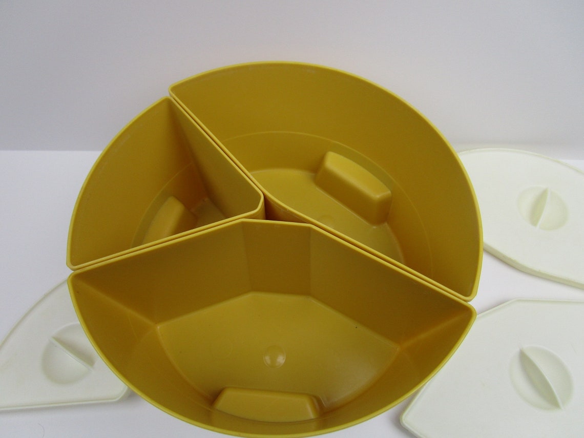 Vintage Unique Divided 3 Section Gold Canister Set Free | Etsy