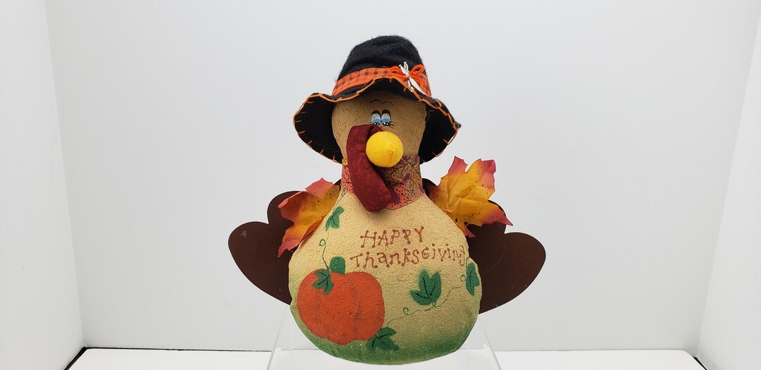 Thanksgiving Primitive Folk Art Style Turkey Fabric Shelf Sitter Hand ...