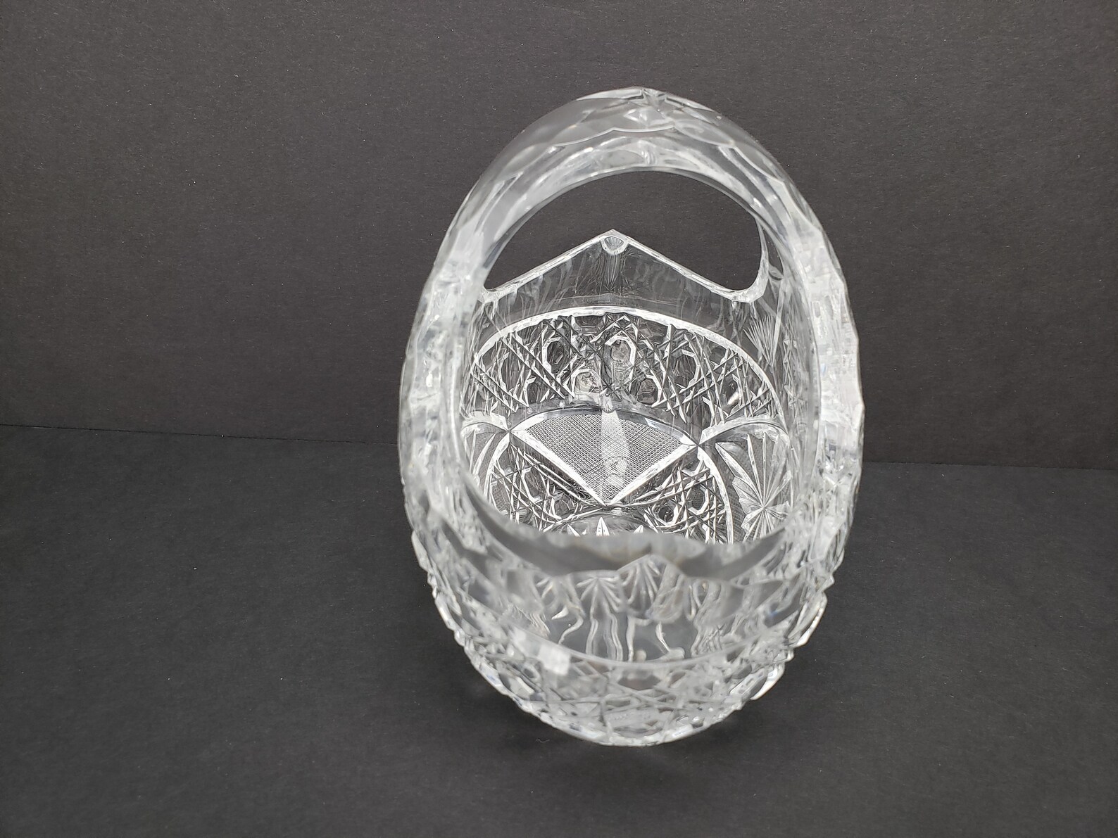 European Cut Glass Crystal Basket Bowl Fruit Candy Wedding Etsy