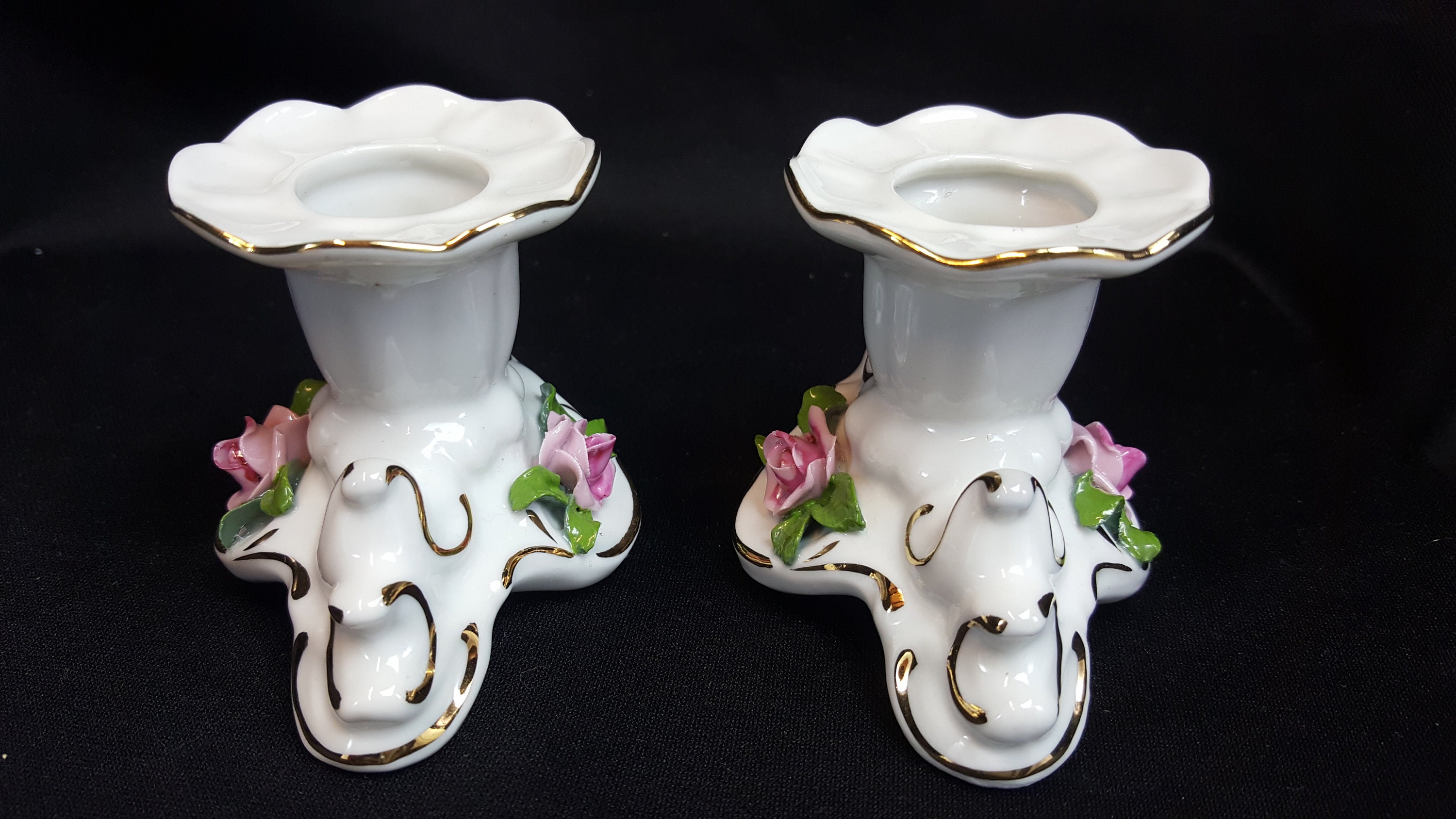 Vintage Porcelain German Dresden Candle Holders Set of 2 - Etsy