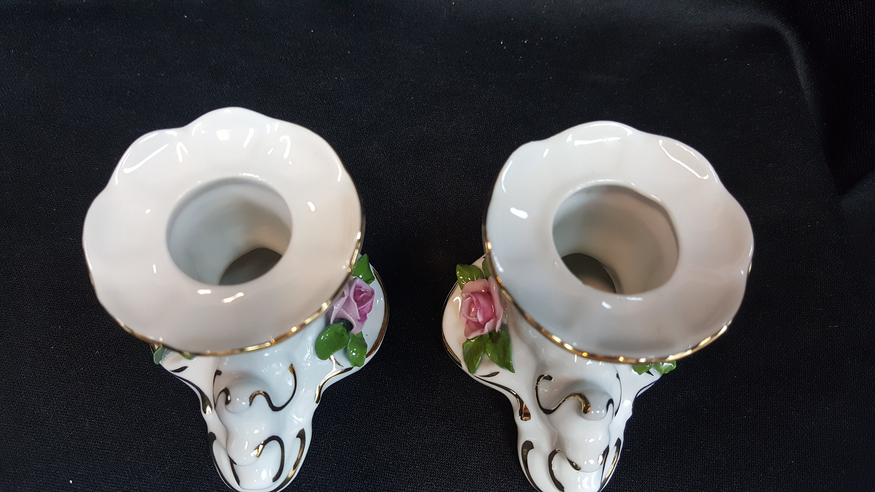 Vintage Porcelain German Dresden Candle Holders Set of 2 - Etsy