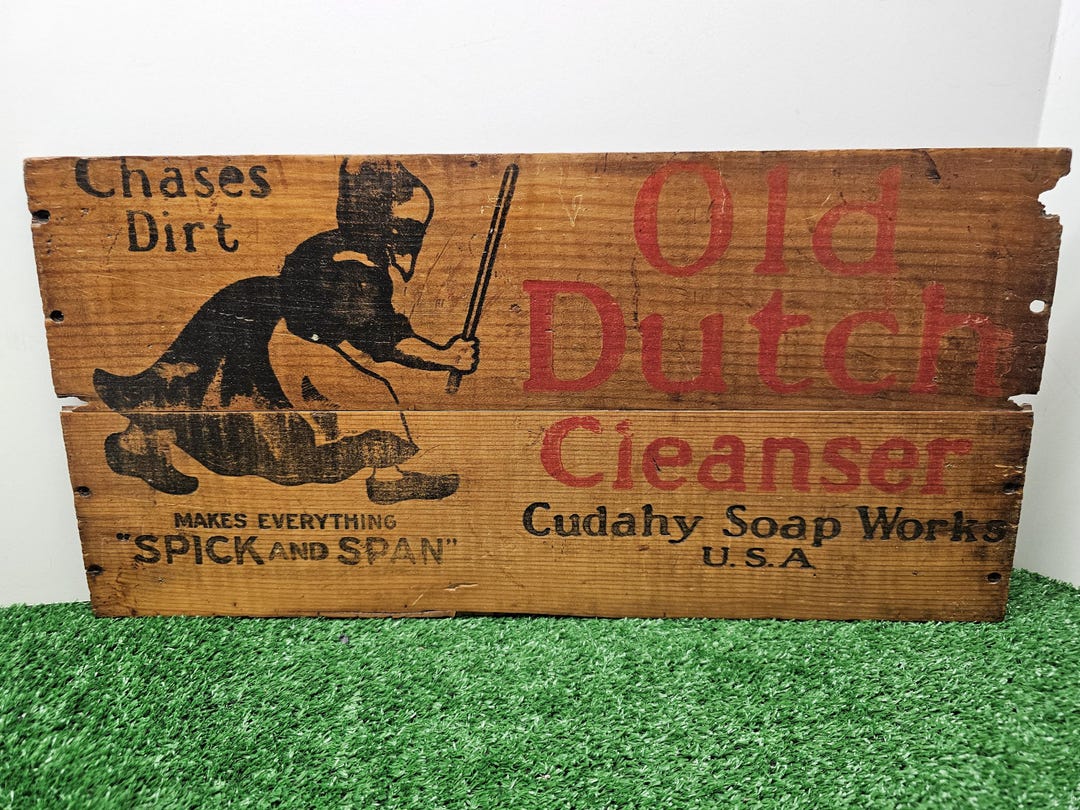 Old Dutch Cleanser Wood Advertising Sign 1950's Circa Cudahy Soap Works ...