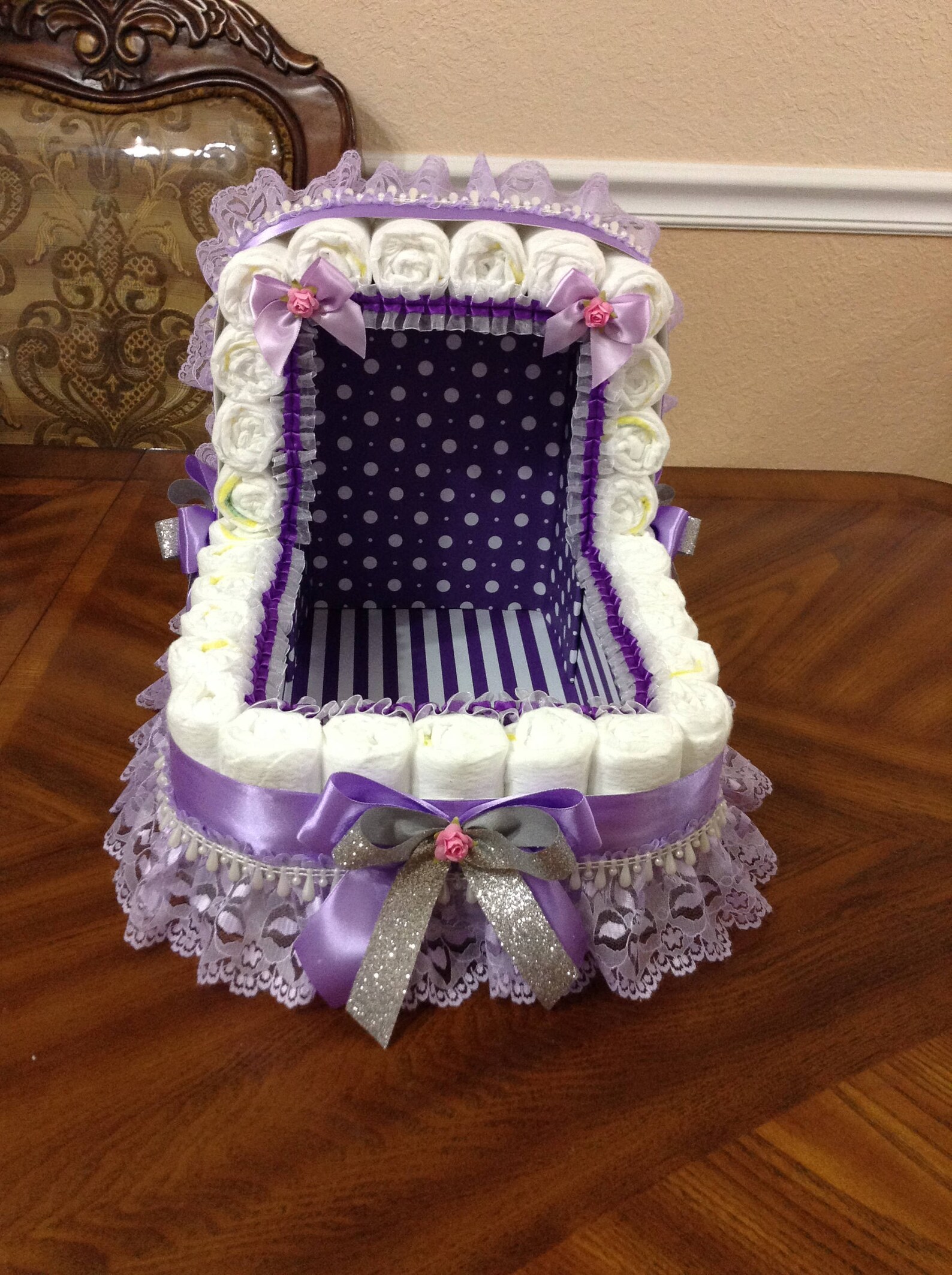 Cute Bassinet Diaper/ Girl Baby Shower/ Elegant Centerpiece / Original ...