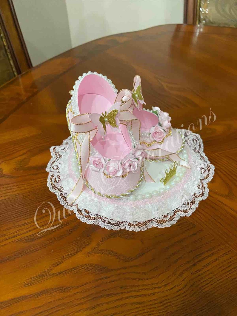 Ballerina Cake Topper Shoes/ Shoe Cake Topper/ Pink and Silver Shoe ...