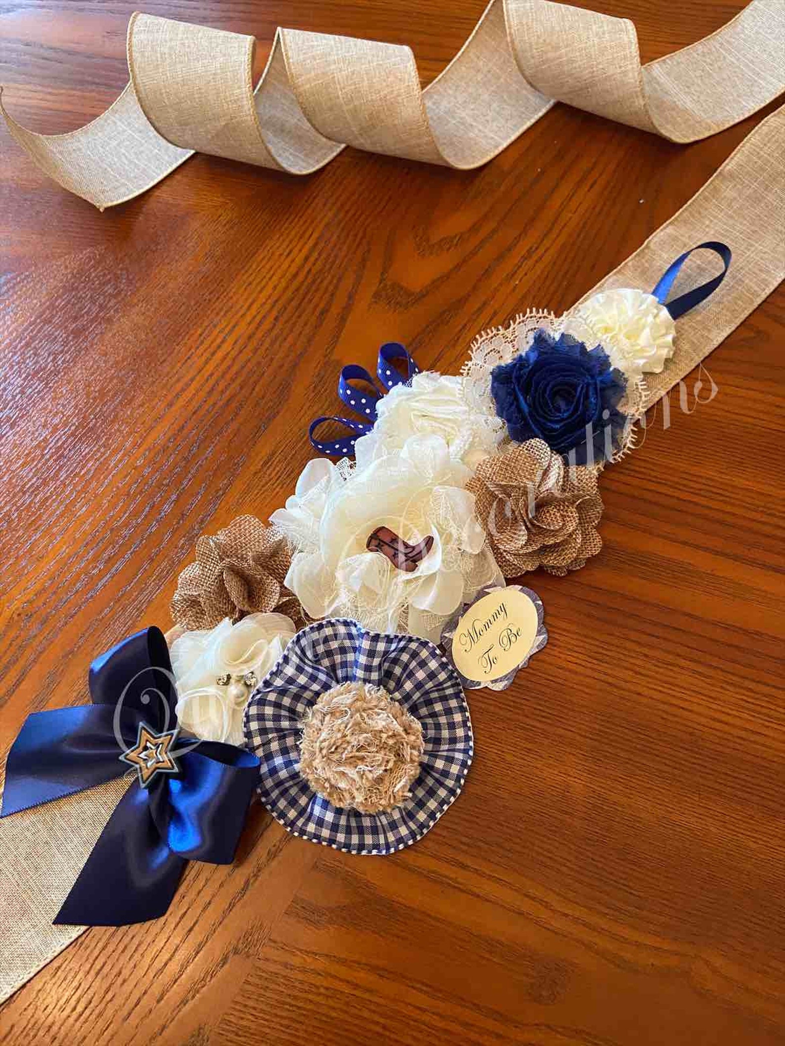 Mommy to Be Sash/ Navy Blue and Burlap Sash/ Set of Mommy to | Etsy