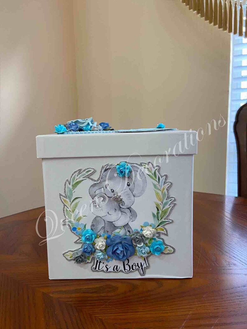 Elephant Card Box/ Elephant Themed Card Box/ Pink and Gold - Etsy