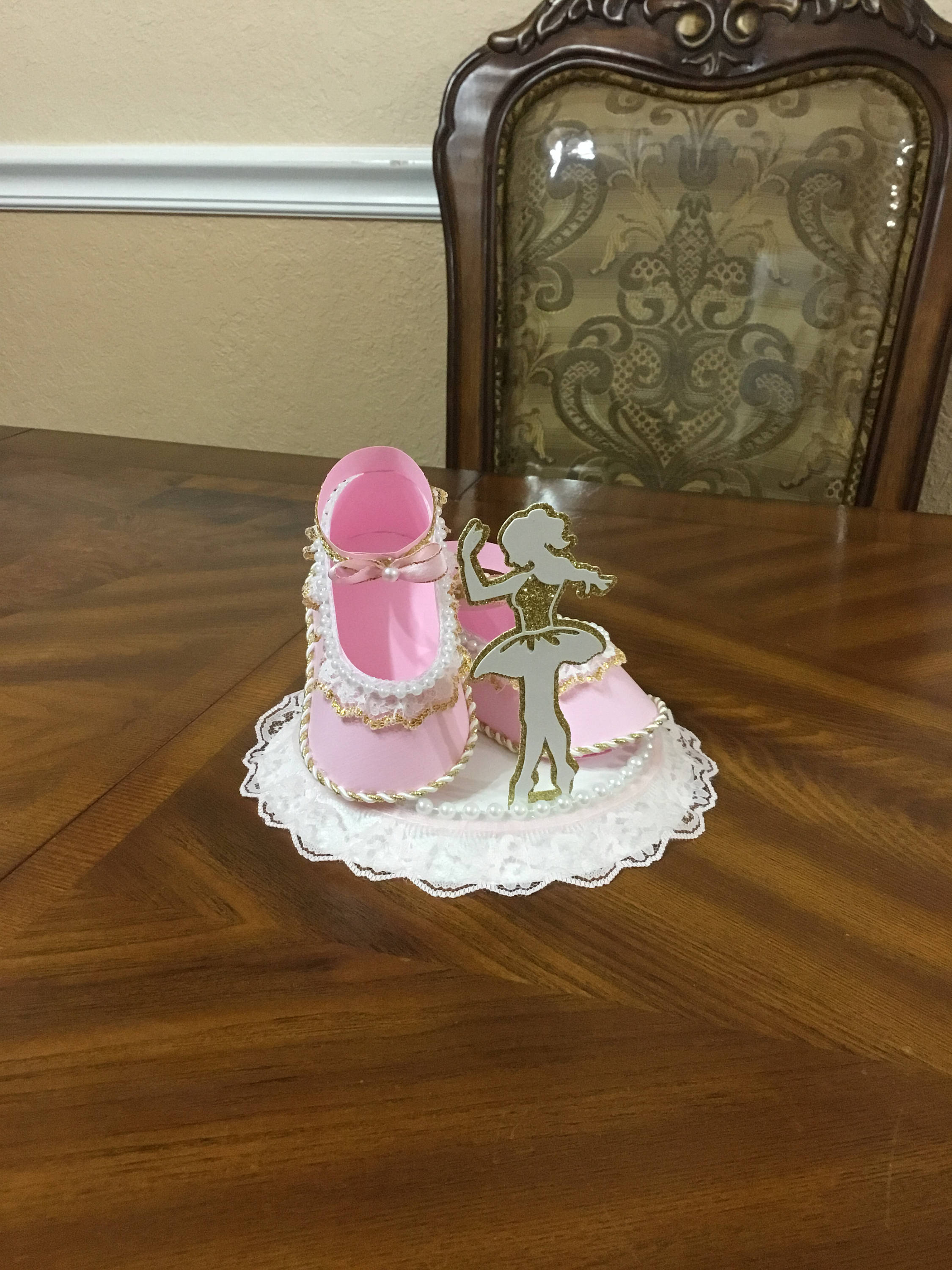 Ballerina Cake Topper Shoes/ Cake Topper/ Pink and Gold Shoe ...
