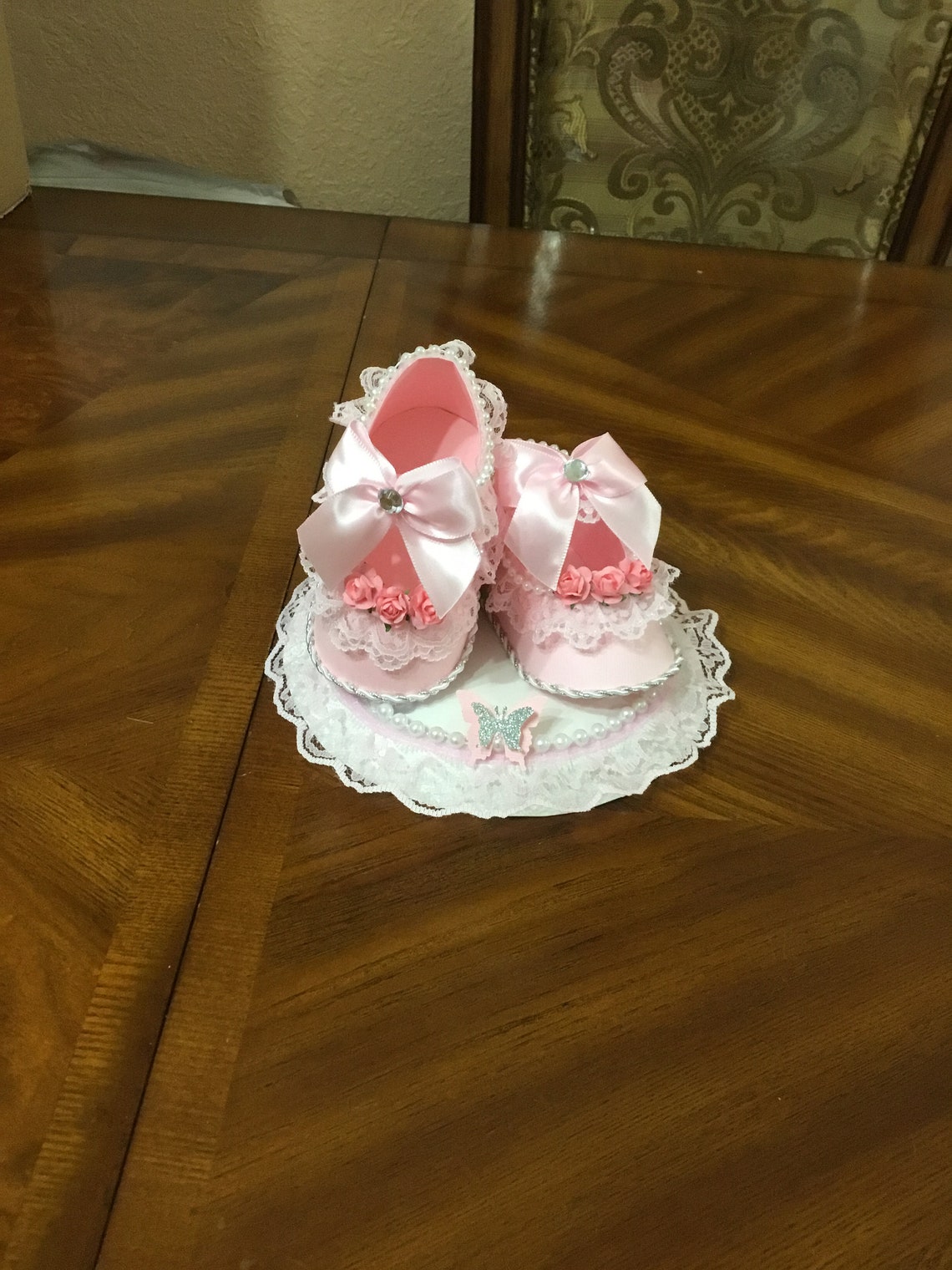 Unique Cake Topper/ Elegant Pink Shoes / Pink and Silver Shoes Cake ...