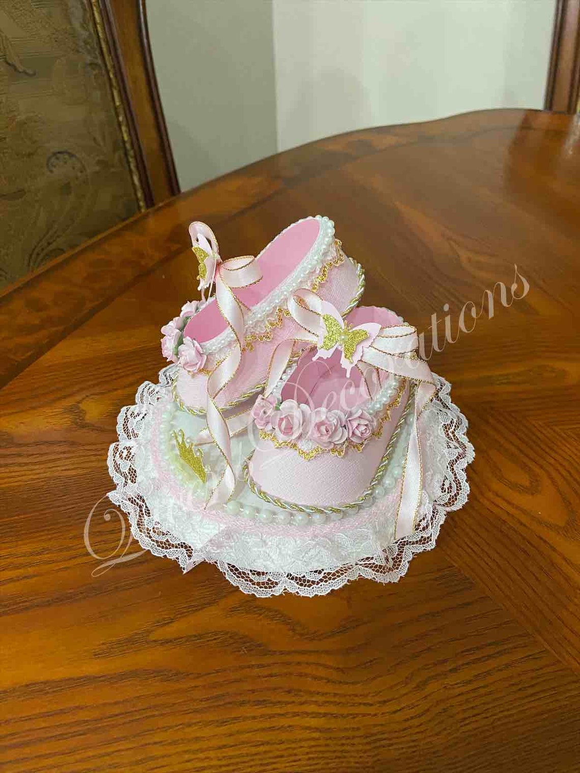 Ballerina Cake Topper Shoes/ Shoe Cake Topper/ Pink and Silver | Etsy