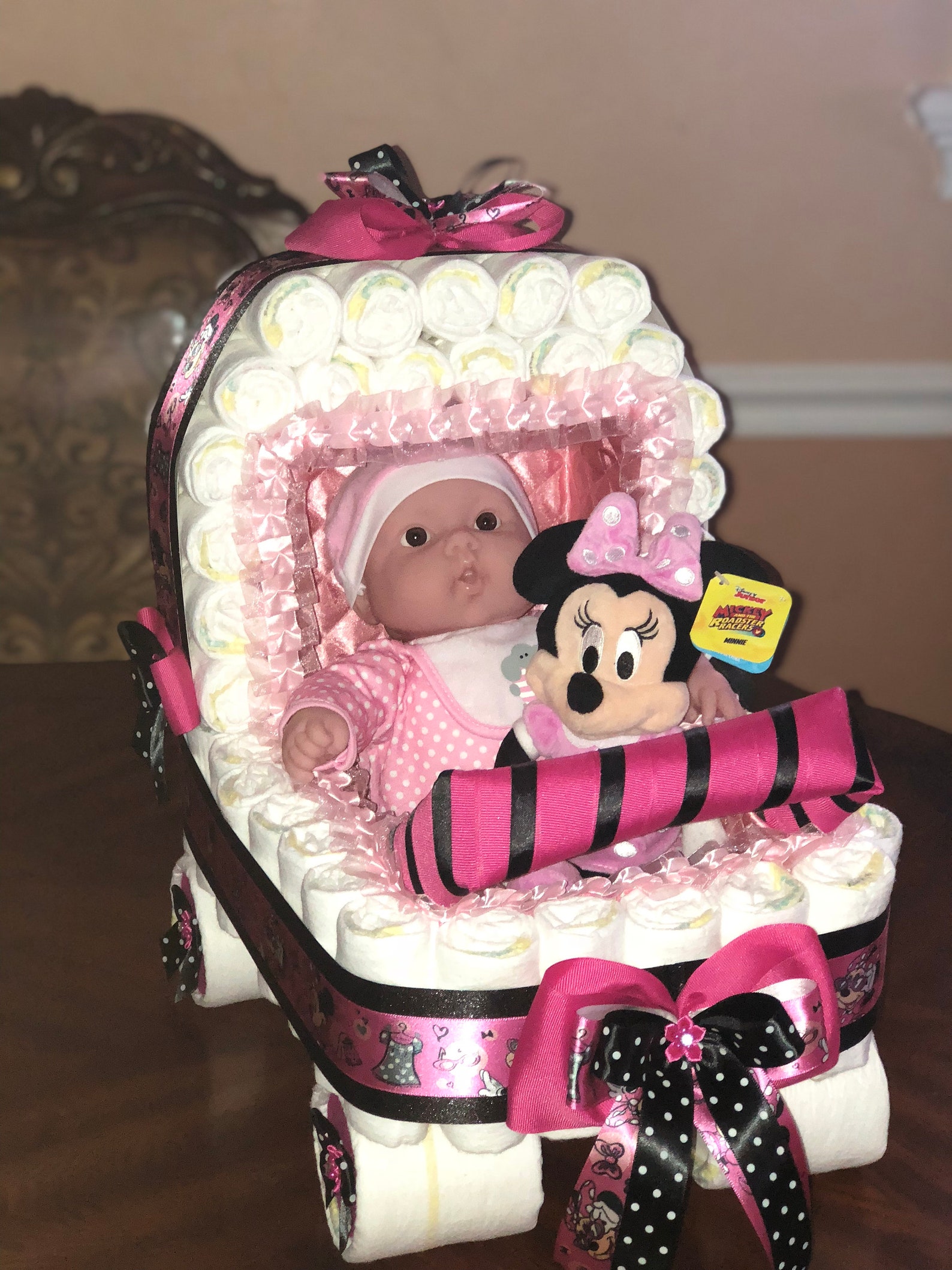 Stroller Diaper Cake/ Elegant Centerpiece/ Girl Baby Shower/ | Etsy
