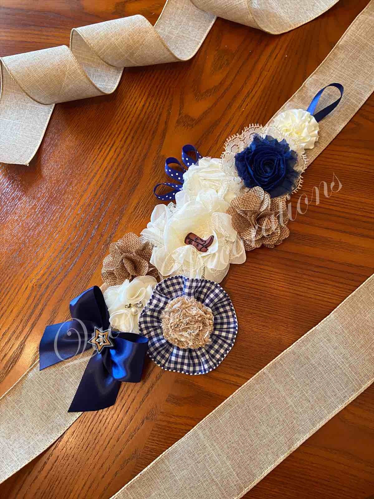 Mommy To Be Sash/ Navy Blue and Burlap Sash/ Set of Mommy To | Etsy