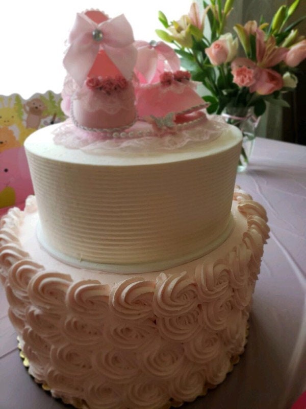 Unique Cake Topper/ Elegant Pink Shoes / Pink and Silver Shoes Cake ...