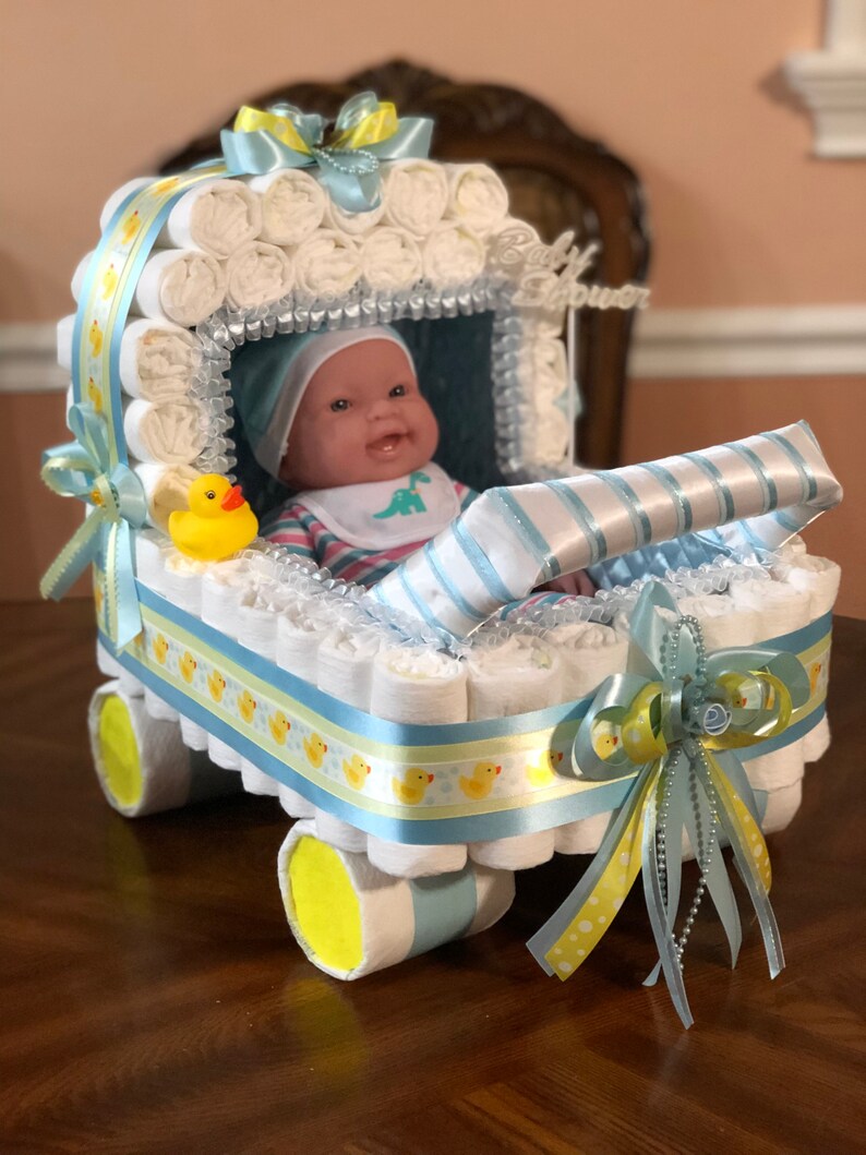 Elegant Diaper Stroller/ Centerpiece/ Boy baby shower/ | Etsy