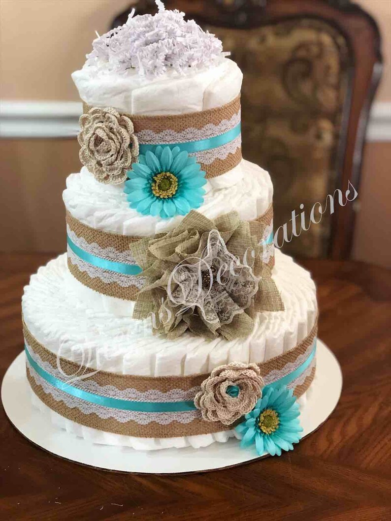 Gender Neutral Shabby Chic/ Rustic Diaper Cake/ Elegant Diaper | Etsy