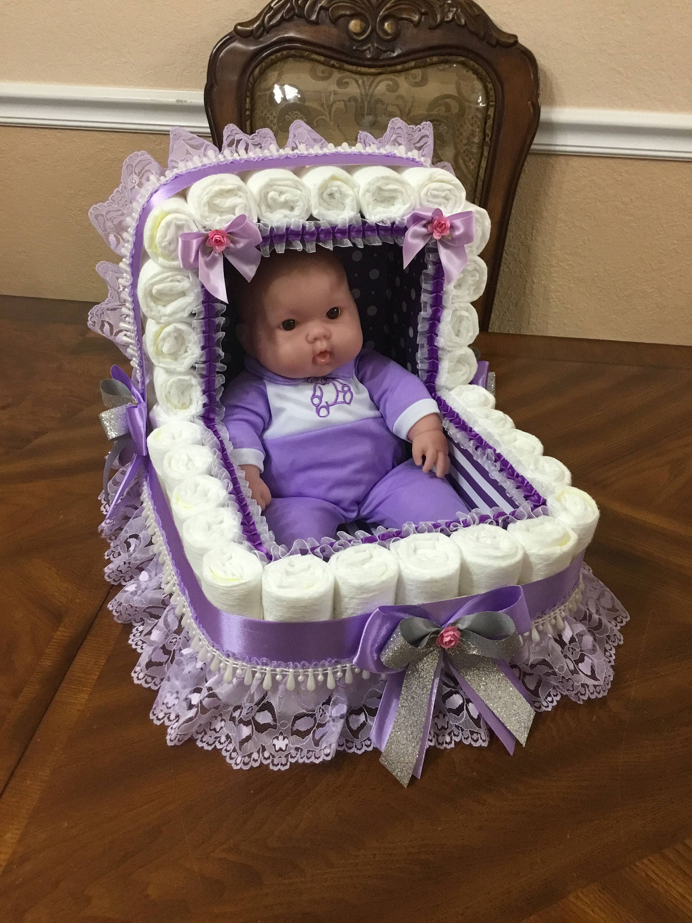 Cute Bassinet Diaper/ Girl Baby Shower/ Elegant Centerpiece / | Etsy