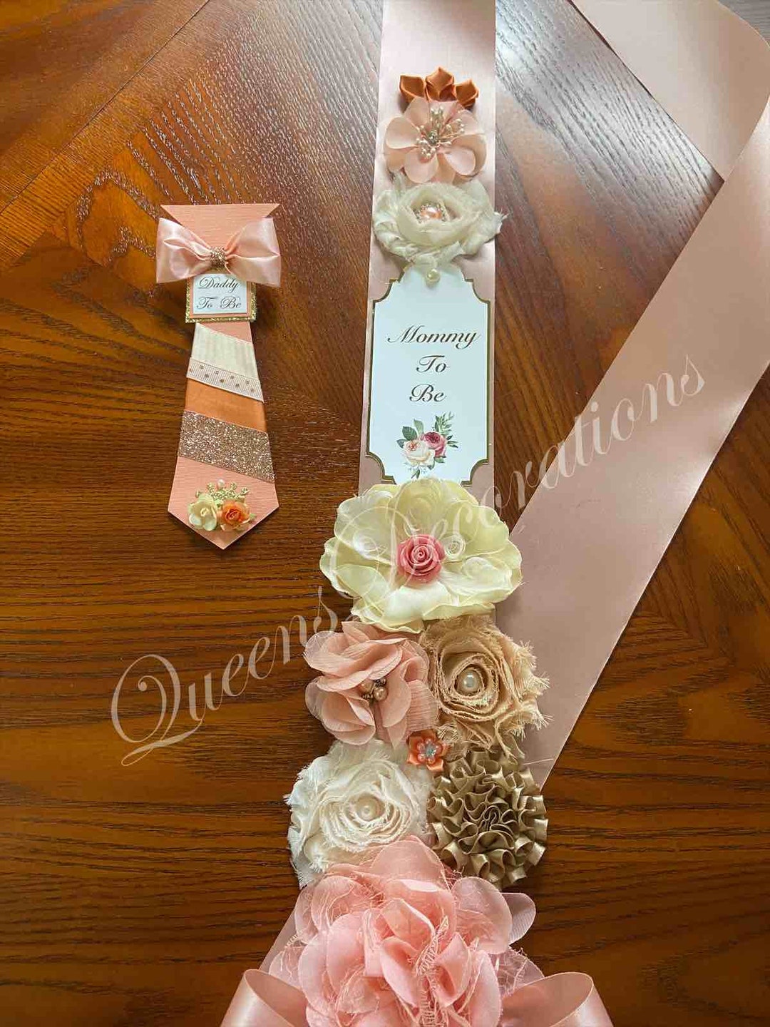 Mommy to Be Sash/ Sash for Mom Across the Chest/ Peach Mommy to Be Sash ...