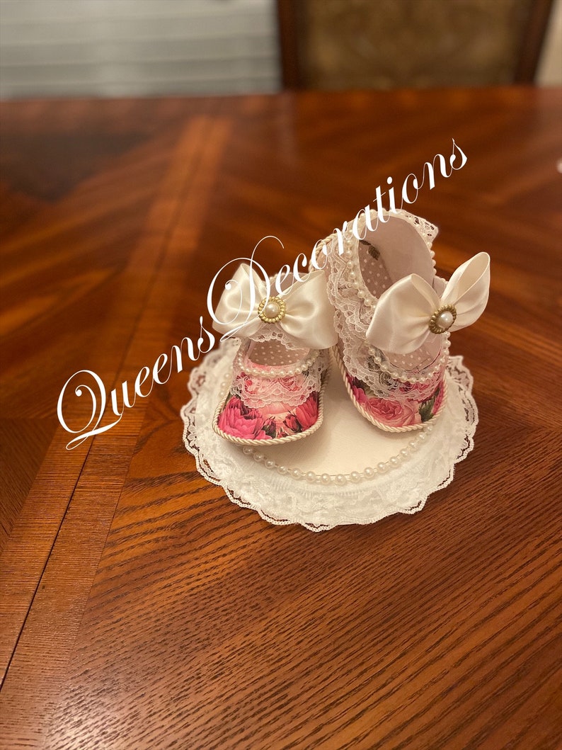 Vintage Floral Shoe Cake Topper/ivory and Pink Cake Topper Shoe/ Girl ...