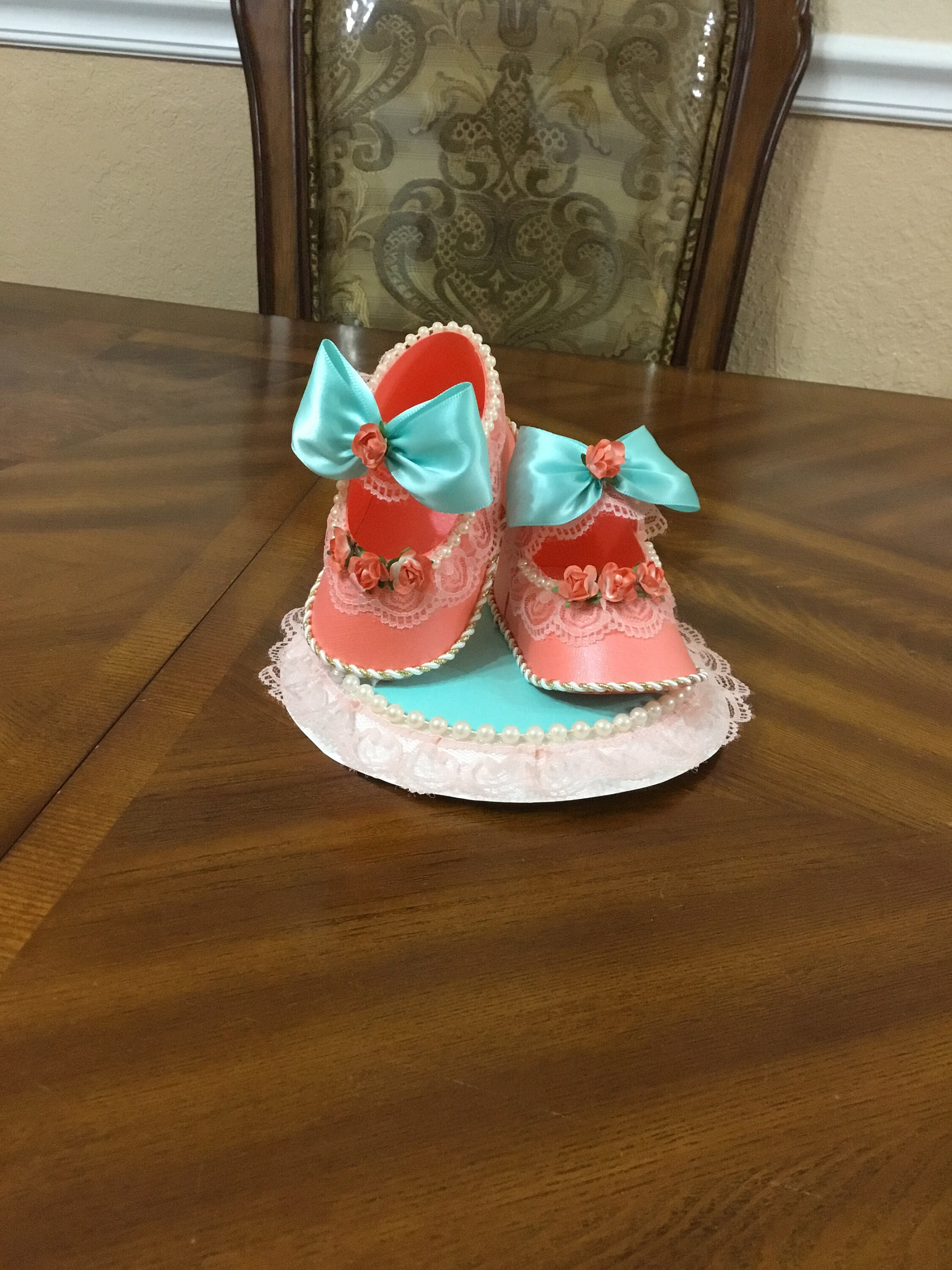 Cute Coral and Aqua Cake Topper/ Cake Topper/ Girl Baby Shower ...