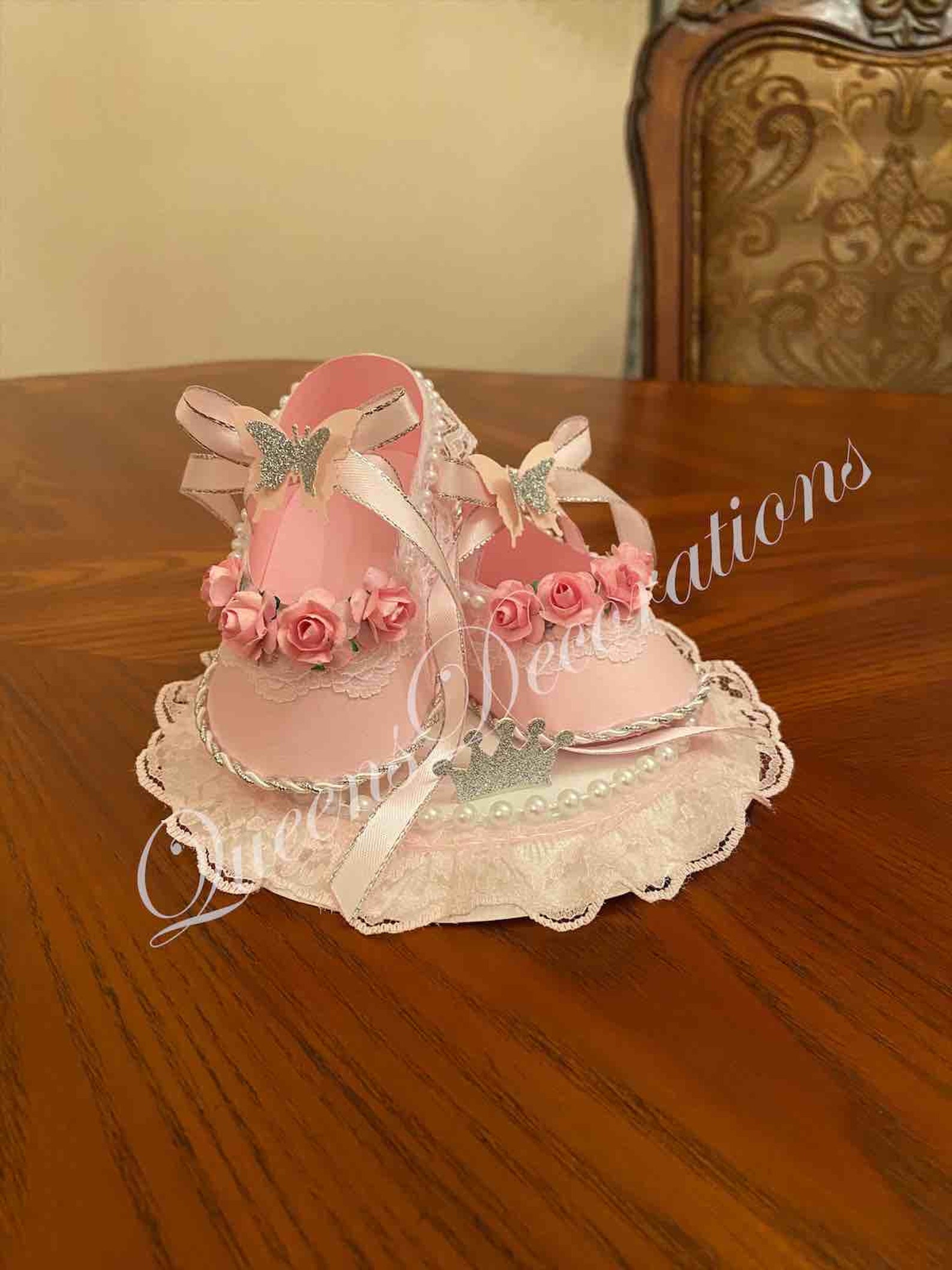 Ballerina Cake Topper Shoes/ Shoe Cake Topper/ Pink and Silver | Etsy