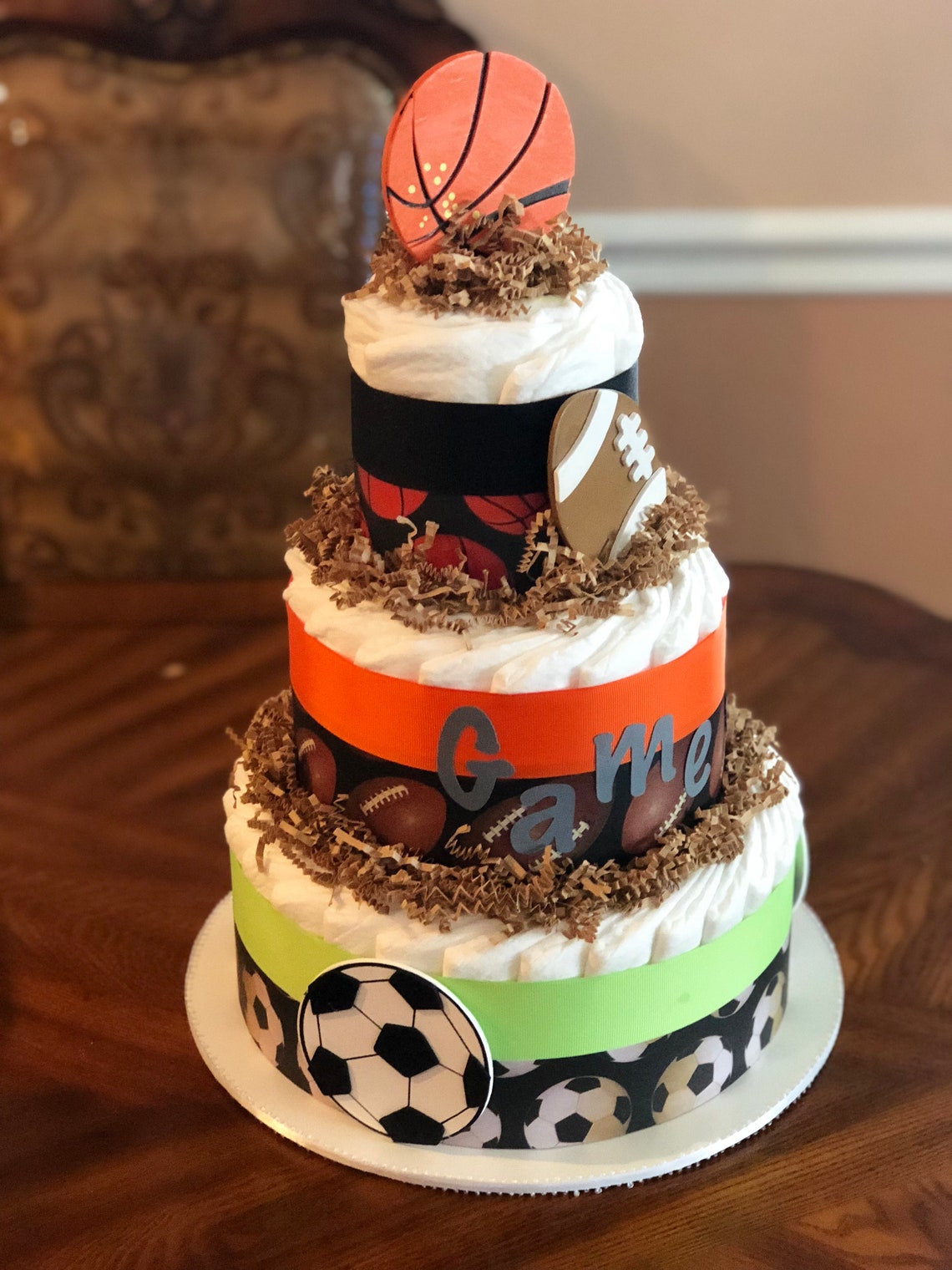 Sports Diaper Cake/ Basketball Diaper Cake/ Football Baby - Etsy