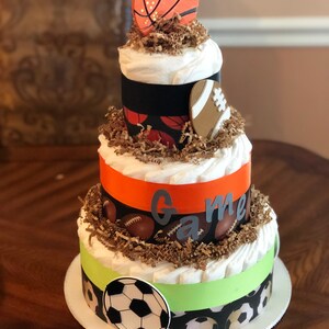 Sports Diaper Cake/ Basketball Diaper Cake/ Football Baby Shower ...