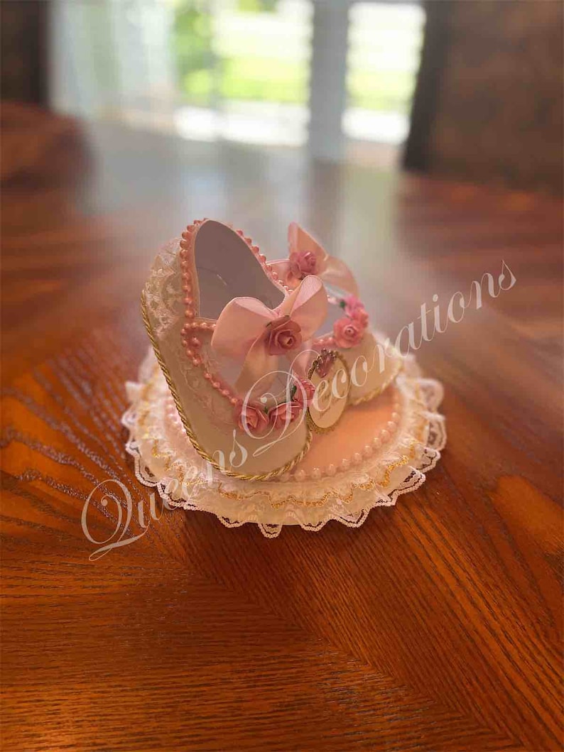 Cake Topper Shoe/ Beautiful Pink and Gold Cake Topper Shoe/ Girl Baby ...