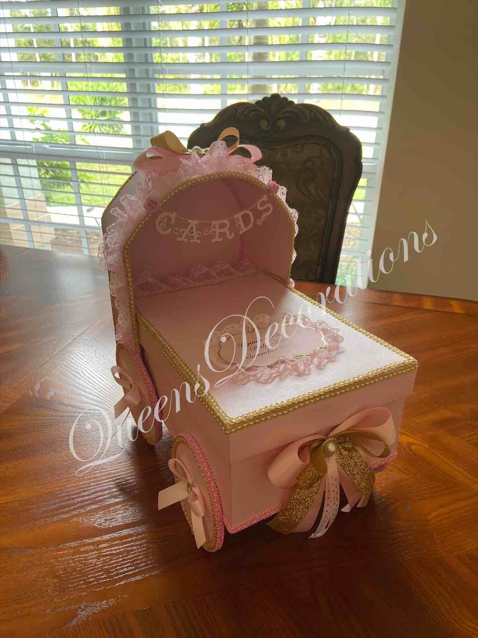 Card Box Stroller/ Pink and Silver Card Box/ Girl Baby Shower ...